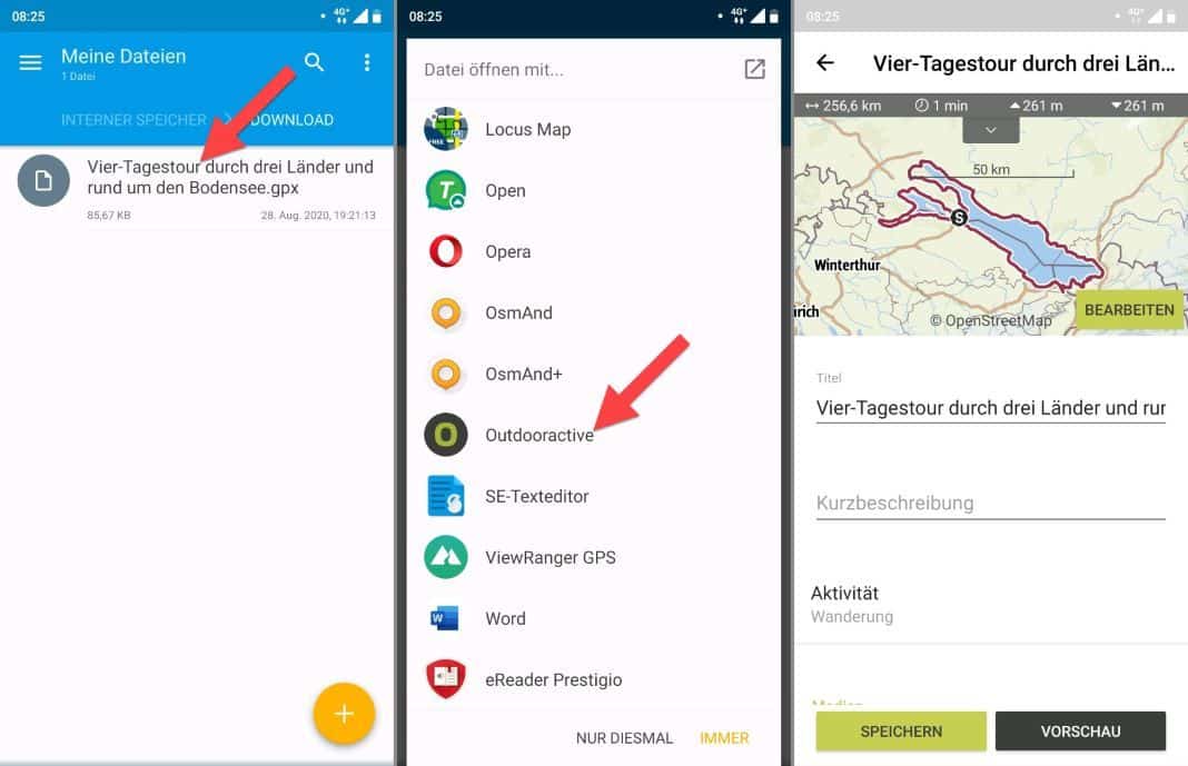 Android GPX Apps » GPX Datei auf Android öffnen und navigieren